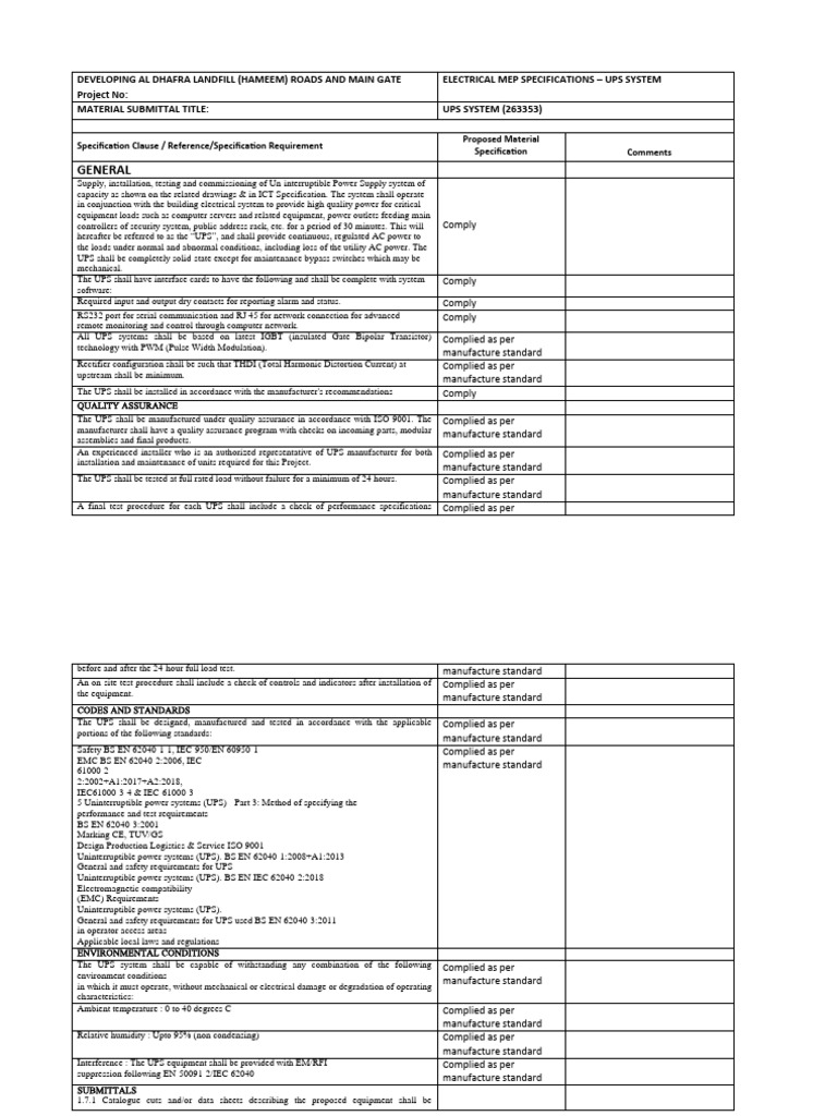 UPS Compliance Statement-Hameem | PDF | Power Inverter | Rectifier
