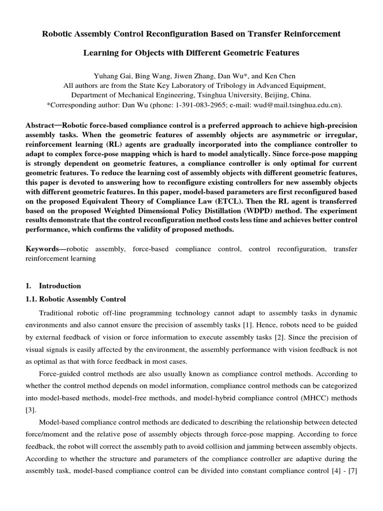 Robotic Assembly Control Reconfig | PDF | Control Theory | Coordinate System