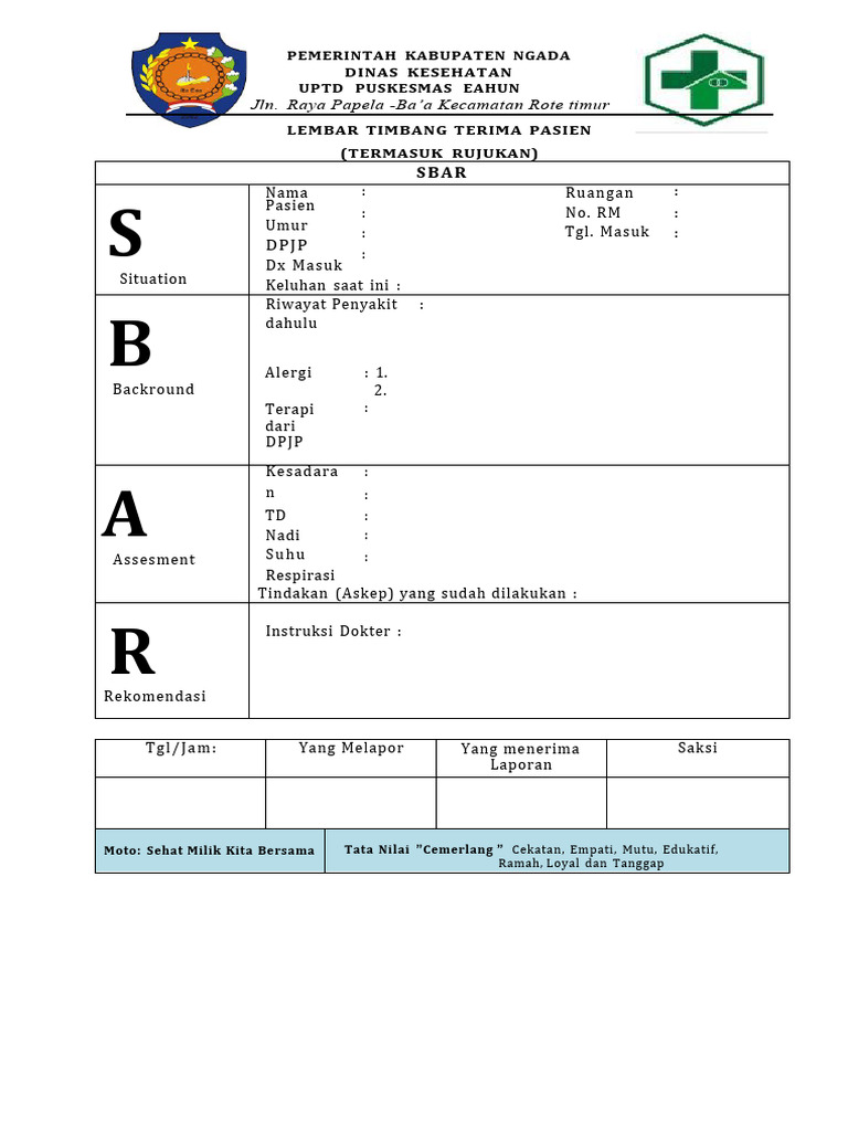 Format SBAR TBAK Watukapu Edit Ok PDF | PDF