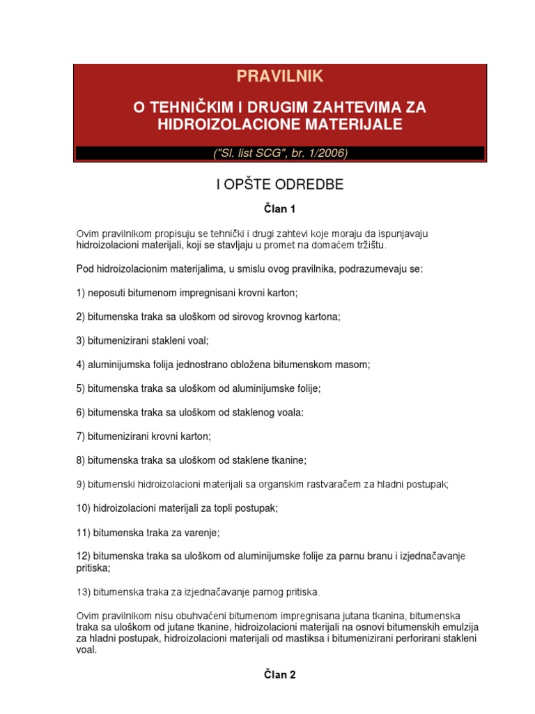 1 - 06 Pravilnik o Tehinckim I Drugim Zahtevima Za Hidroizolacione ...