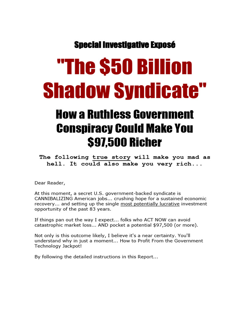 The $50 Billion Shadow Syndicate - How A Ruthless Government Conspiracy ...