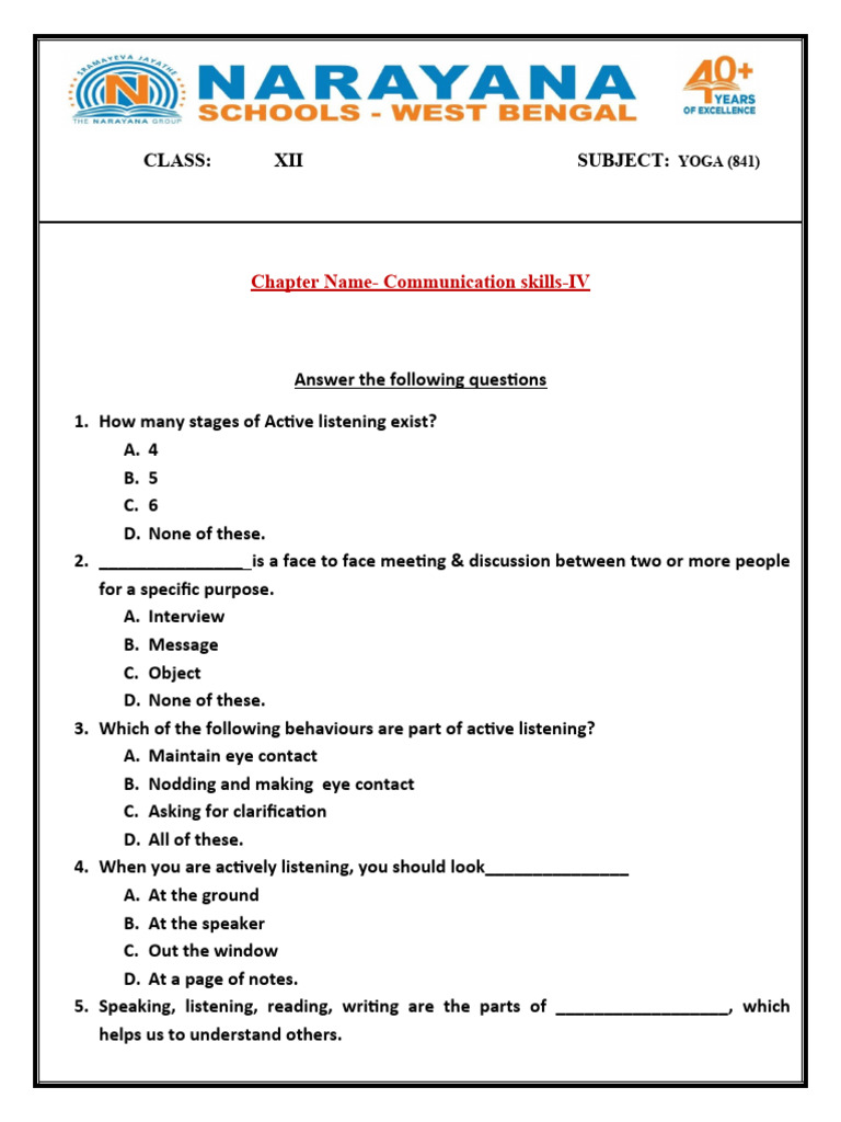 Chapter End Questions (Communication Skills - IV) | PDF | Communication ...