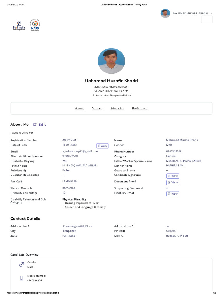 ITI Apprentice Profile Overview | PDF | Apprenticeship | Disability