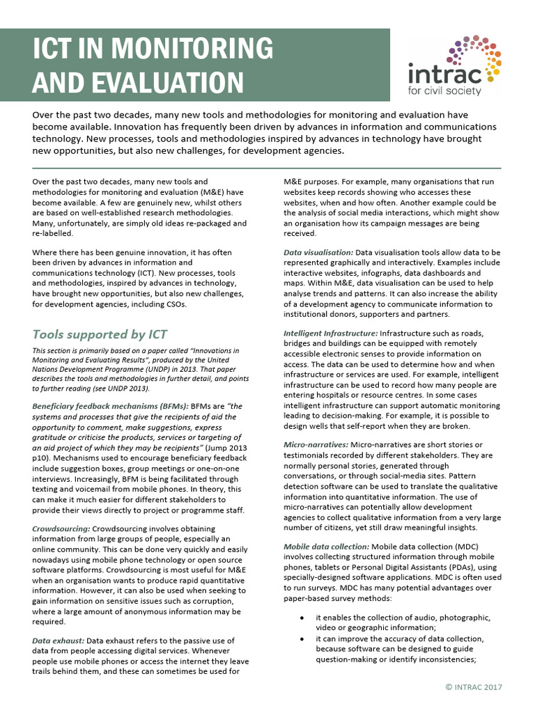 6.ICT in Monitoring and Evaluation | PDF | Information | Methodology