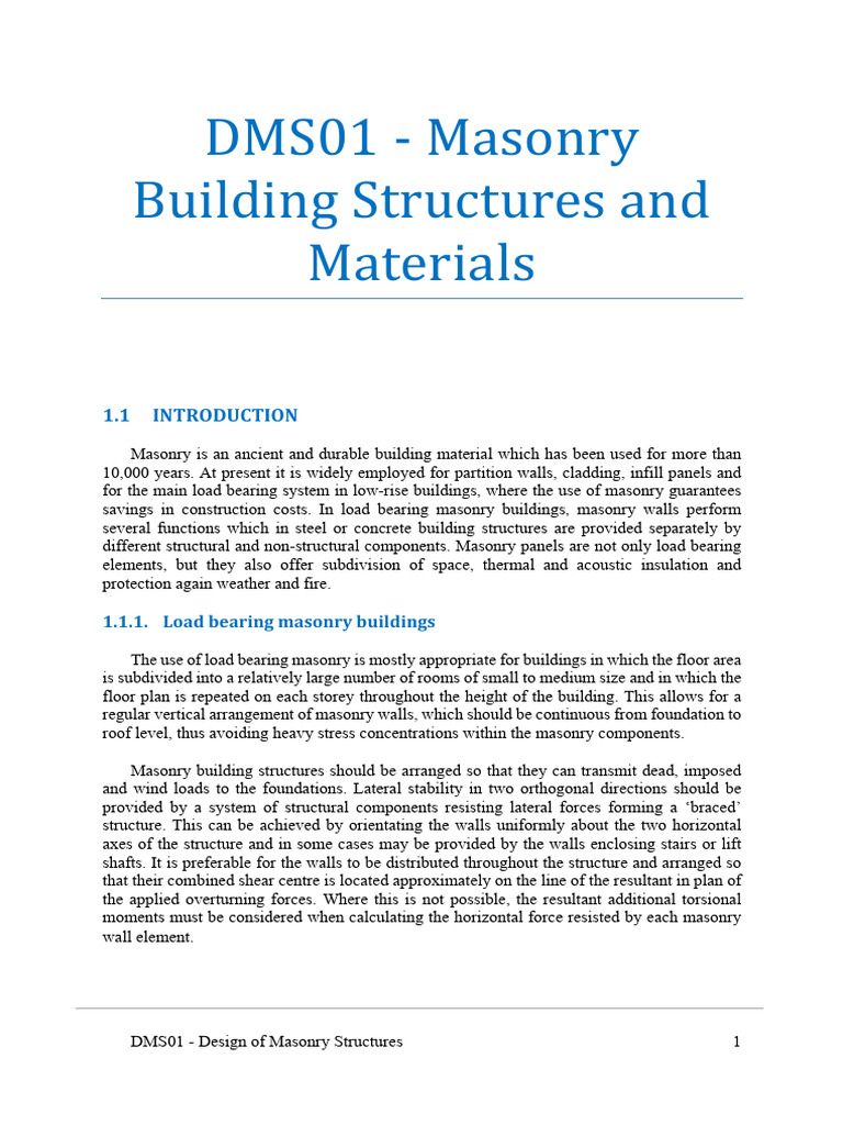 L01 - Design of Masonry Structures (2023) v01 | PDF | Strength Of ...