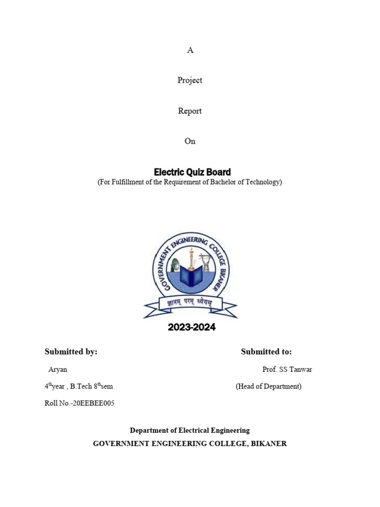 Electric Quiz Board Project Report | PDF | Digital To Analog Converter ...