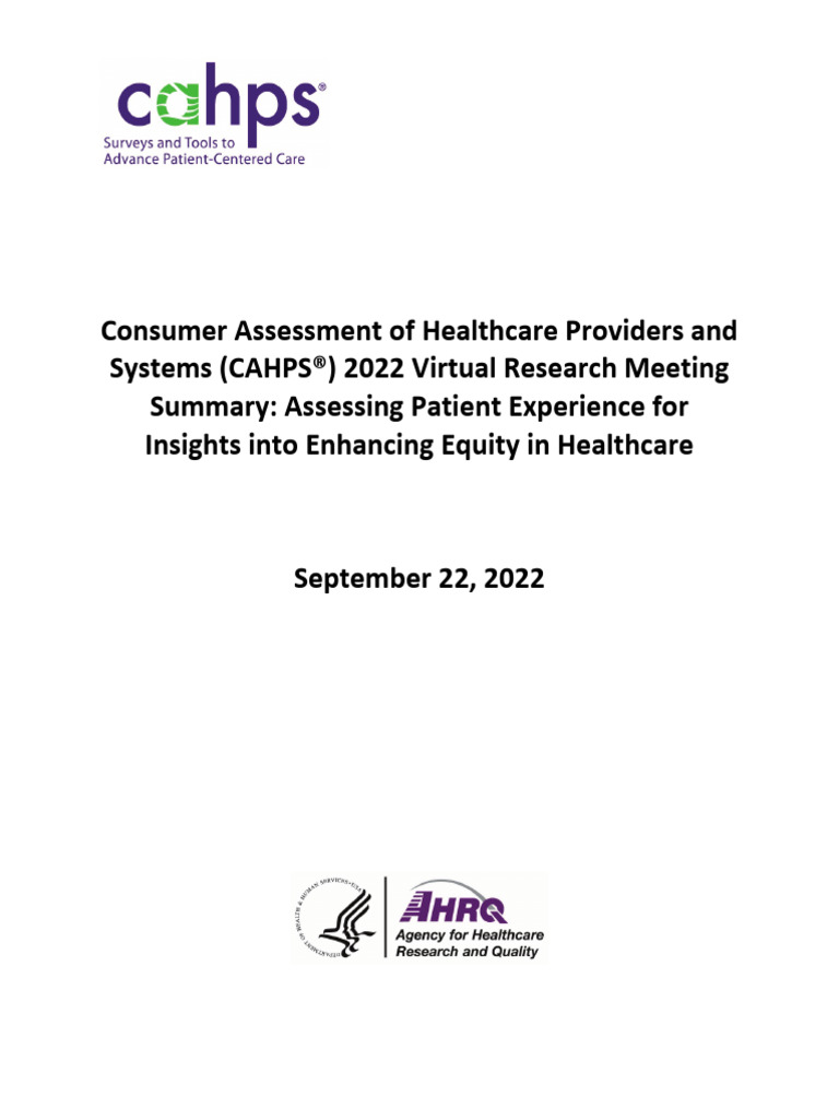 Cahps Virtual Research Meeting Summary - 2022 | PDF | Health Equity ...