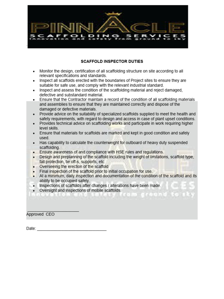 Scaffold Inspector Duties | PDF | Home & Garden | Art