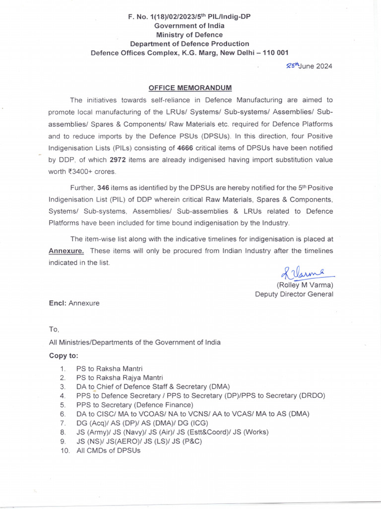 DDP 5th Positive Indigenisation List | PDF