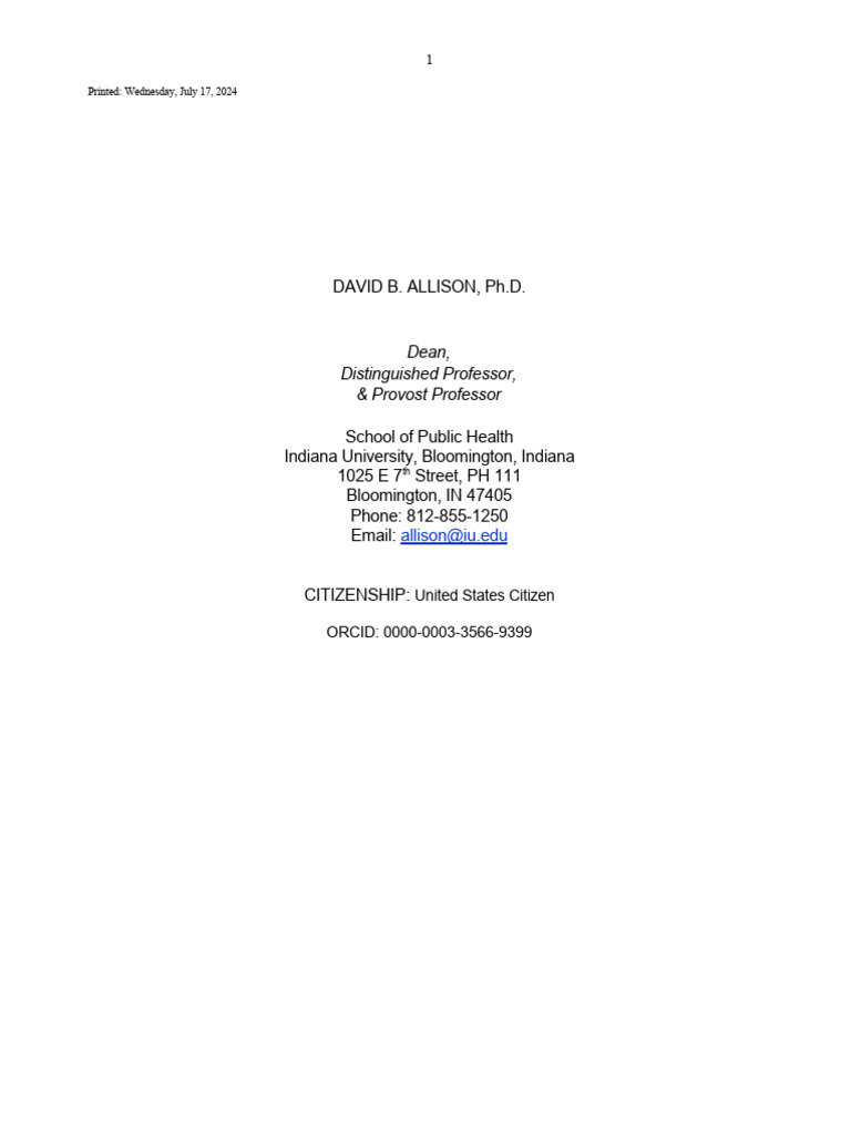 Allison ADA CV | PDF | Science | Public Health