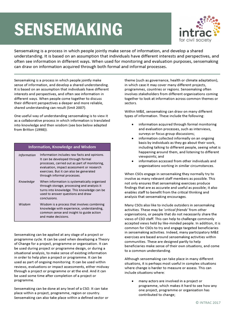 6 Sensemaking | PDF | Evaluation | Knowledge