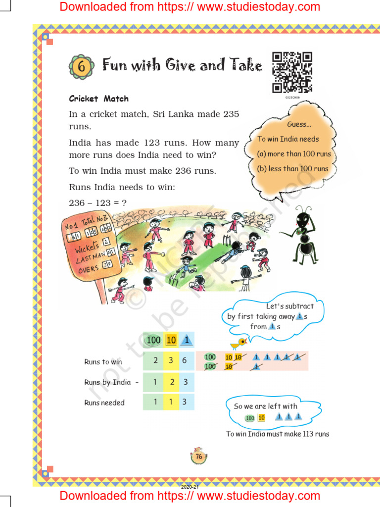 NCERT Class 3 Maths Give and Take | PDF
