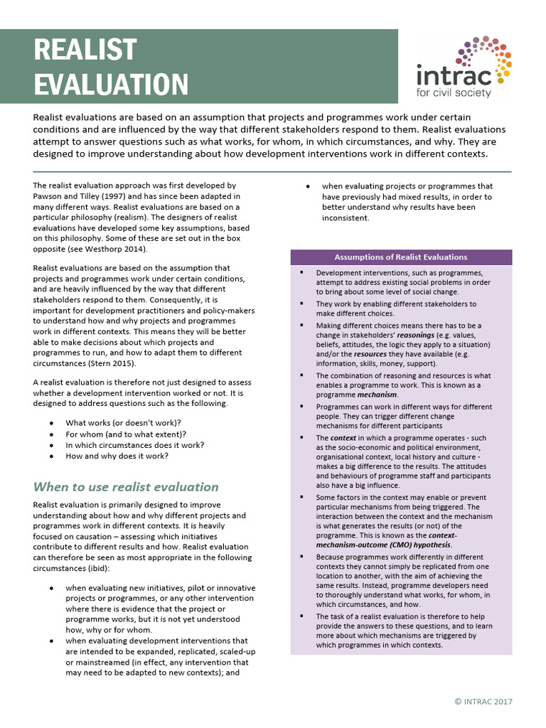 9 Realist-Evaluation | PDF | Evaluation | Policy