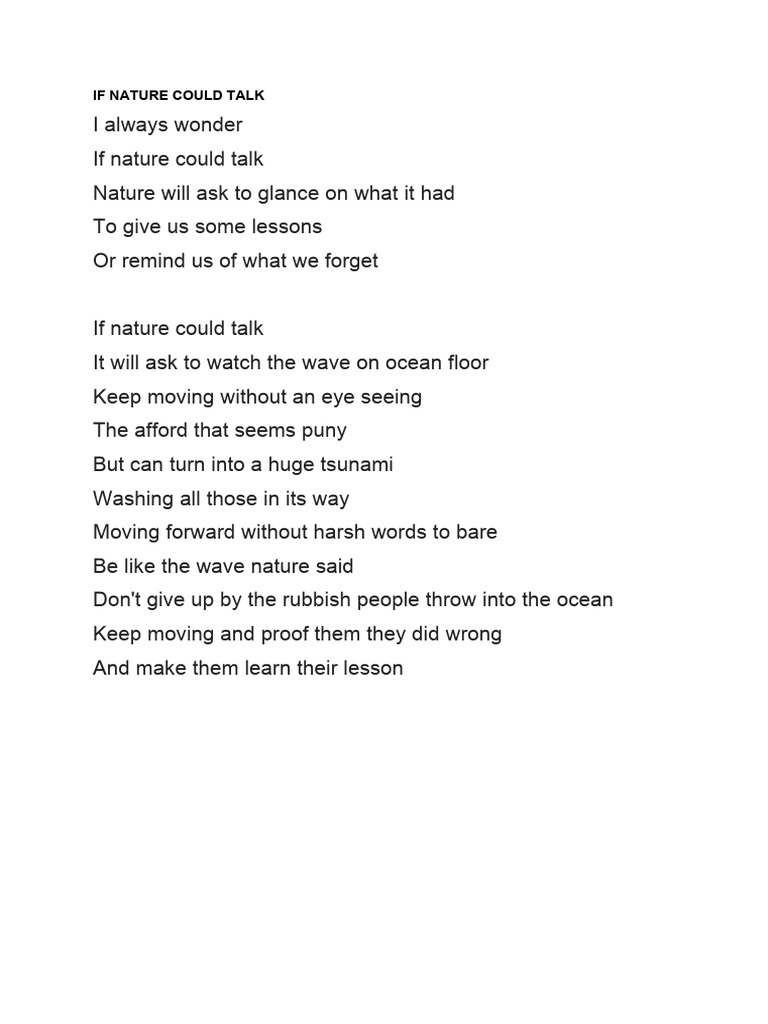 If Nature Could Talk Poem | PDF