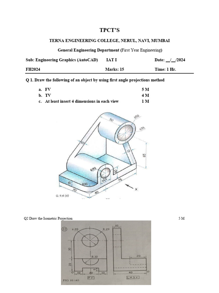 AutoCAD Exam: First Year Engineering | PDF | Classical Geometry | Autodesk