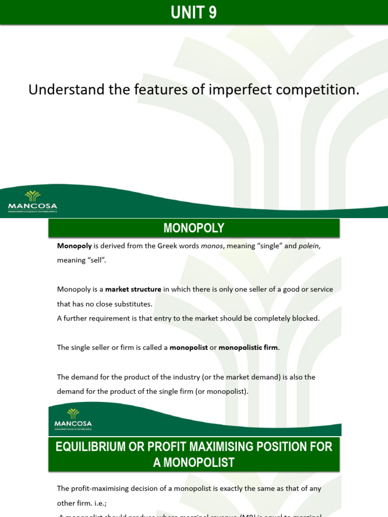 Unit 9 Powerpoint Economics | PDF | Oligopoly | Monopoly