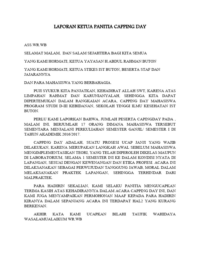 Laporan Ketua Panitia Capping Day | PDF