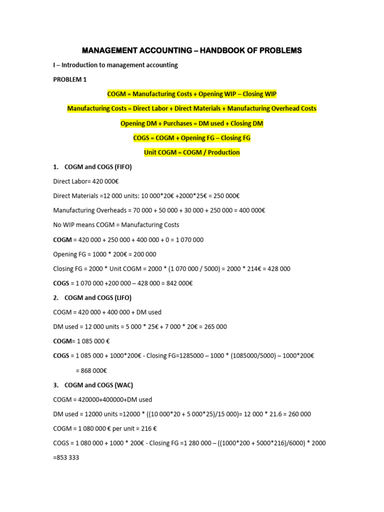 COGM and COGS Analysis Handbook | PDF | Inventory | Income Statement