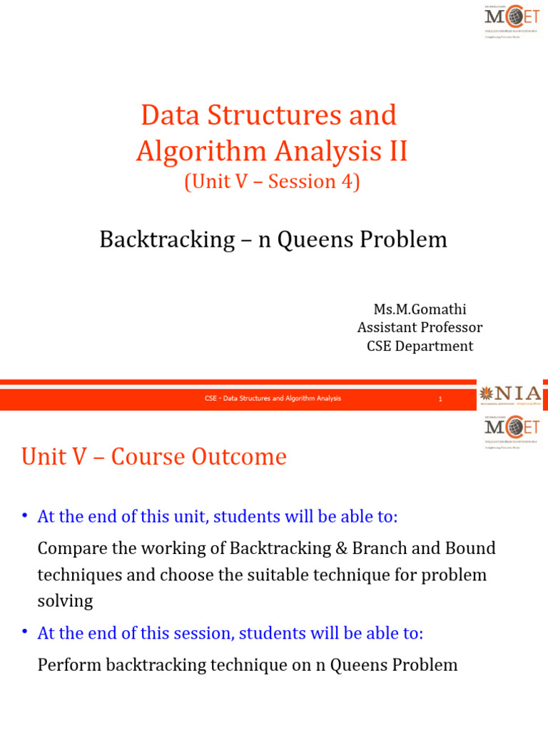 5.4 Backtracking N Queens Problem | PDF | Mathematical Logic | Combinatorics