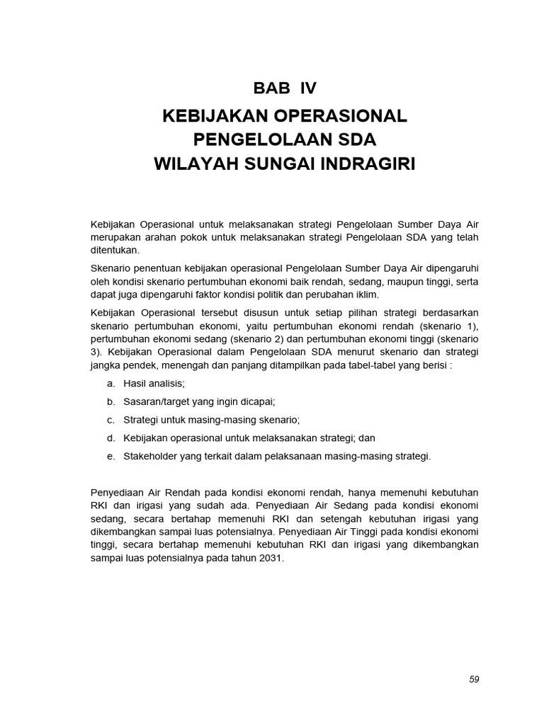 Rapola - Bab IV Kebijakan Operasional Pengelolaan Sda Ws Indragiri - v2 | PDF