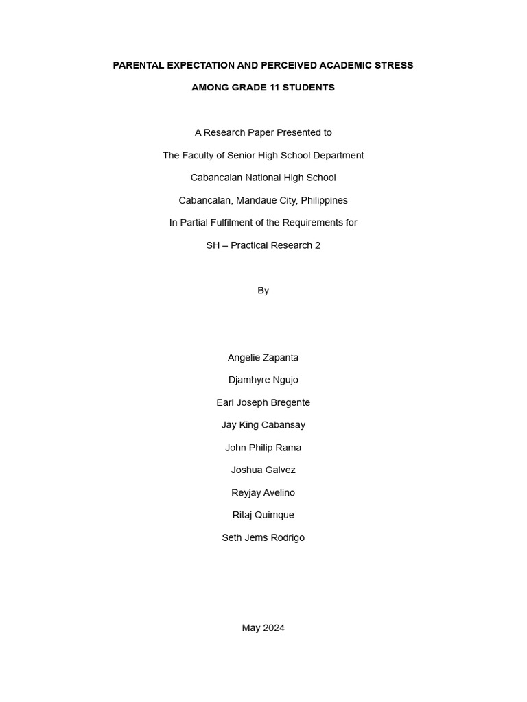 Parental Expectations and Academic Stress | PDF | Positive Psychology ...