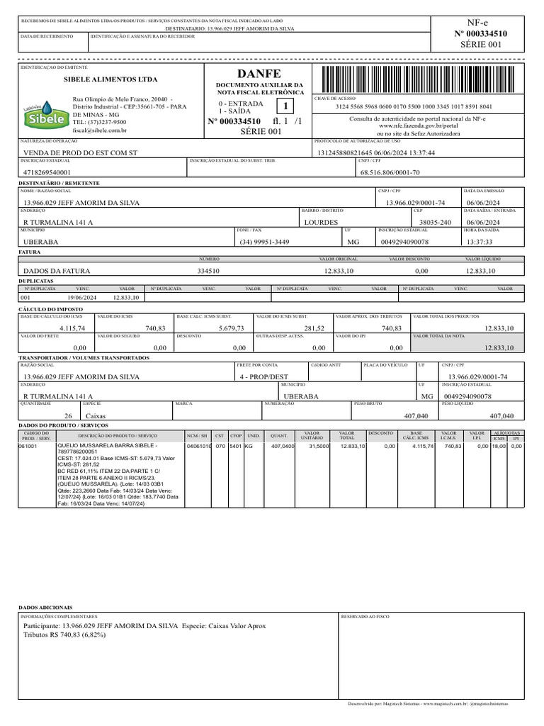 Danfe N345101785918041 | PDF | Recibo | Documentos empresariais