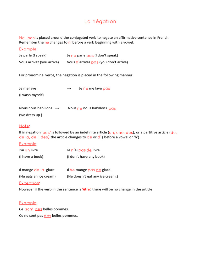 Negation in French | PDF
