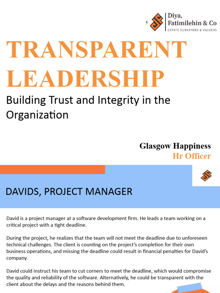 Pep Talk Powerpoint - Transparent Leader | PDF | Leadership | Integrity