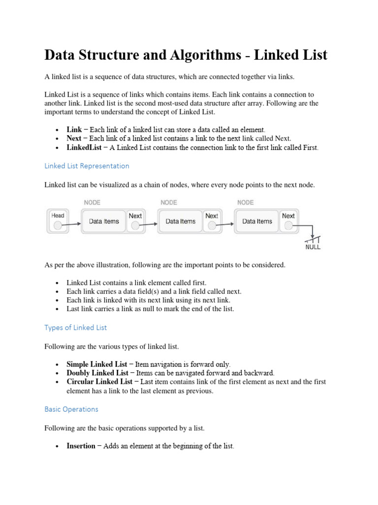 Linked List | PDF | Computing | Algorithms And Data Structures Linked List | PDF | Computing | Algorithms And Data Structures