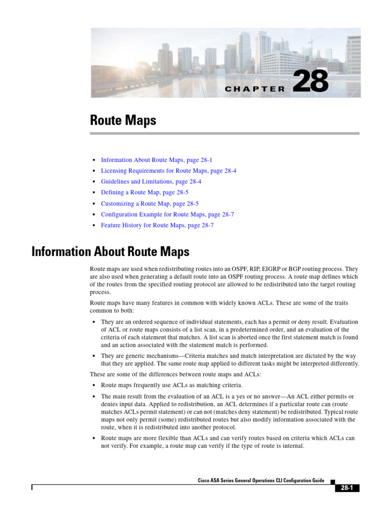 Cisco ASA Route Maps Configuration Guide | PDF | Ip Address | Routing