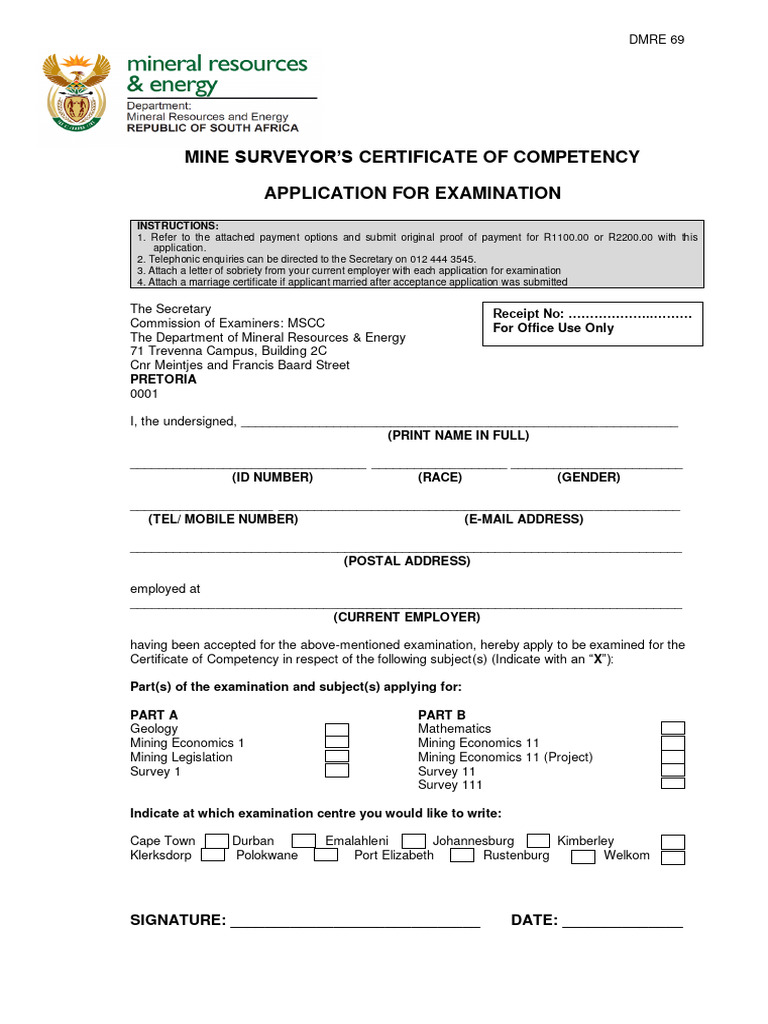DMRE 69 MSCC Application Form For Examination | PDF