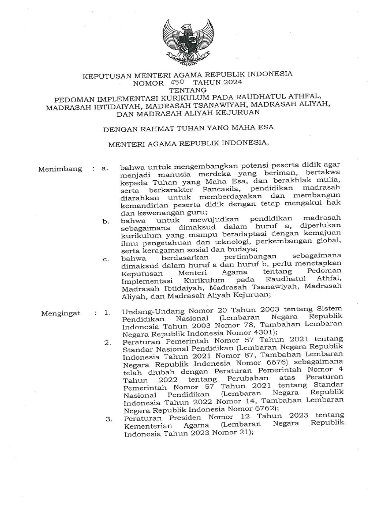 KMA NOMOR 450 TAHUN 2024 (Ainamulyana - Com) | PDF