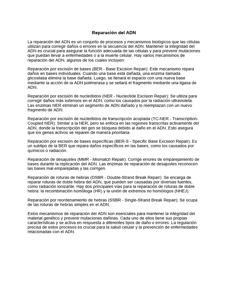 Reparación Del ADN | PDF | Adn | Reparación de adn