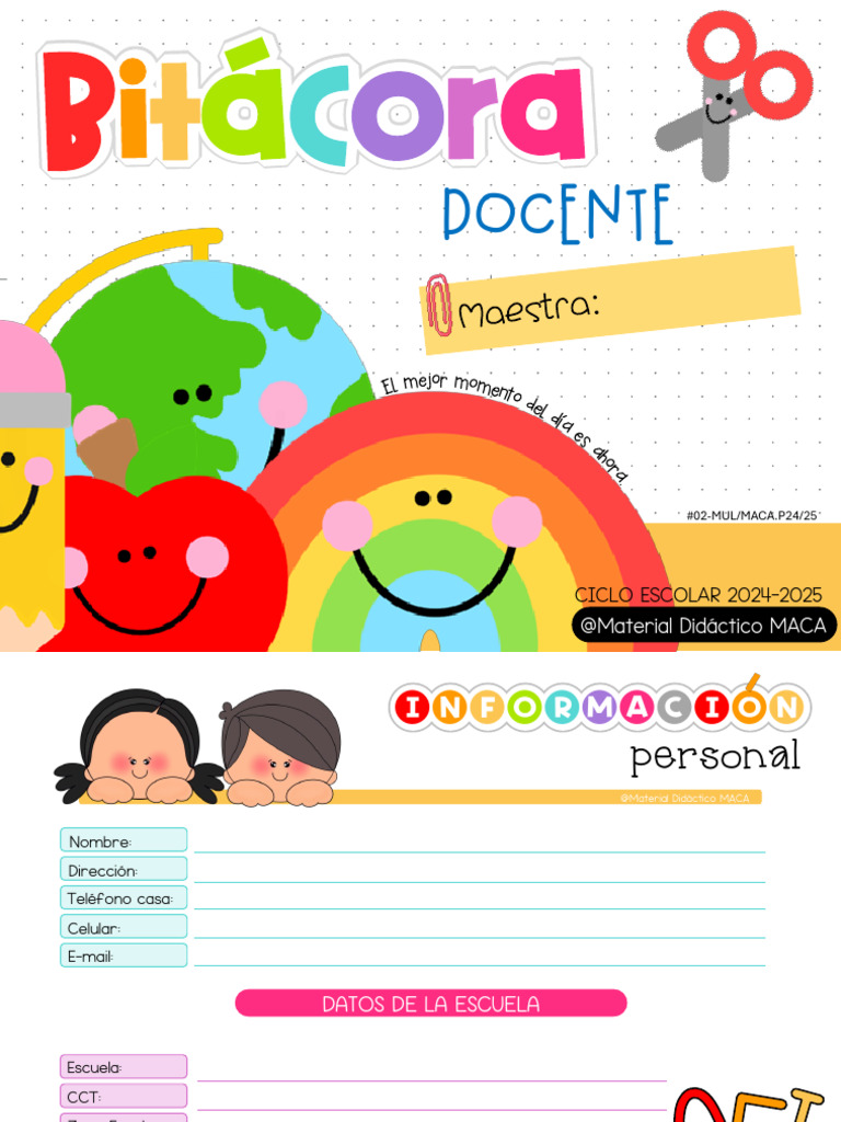 Portadas para Bitácoras Docentes 2024-2025 | PDF | Educación de la ...