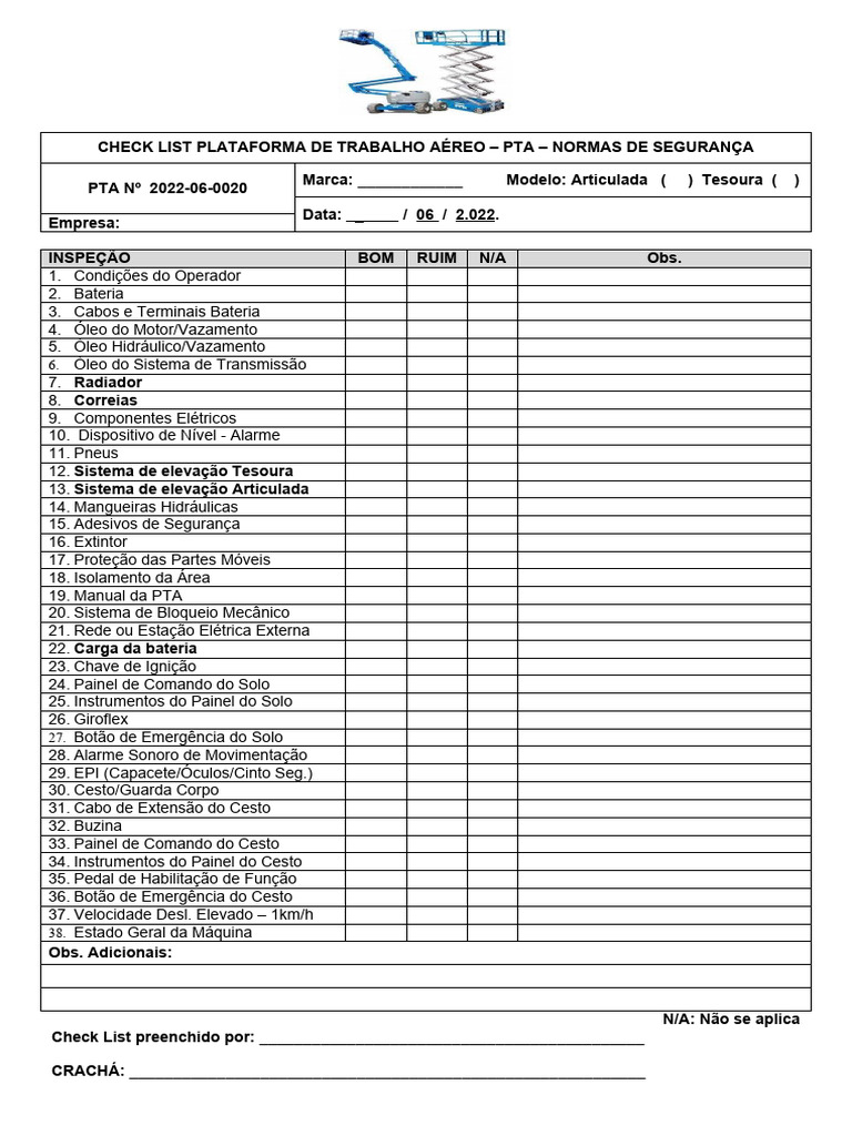 CHECK LIST PTA | PDF