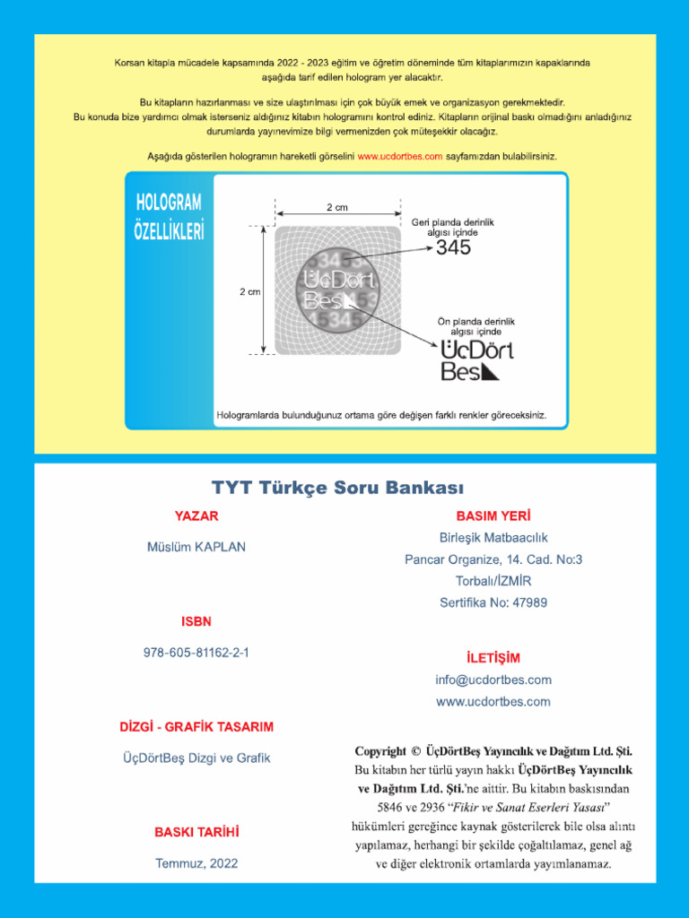 2023 Basim 345 Yayinlari Tyt Turkce Soru Bankasi PDF Indir 6157 | PDF