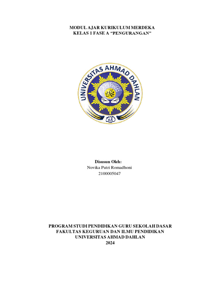 Modul Ajar Pengurangan | PDF