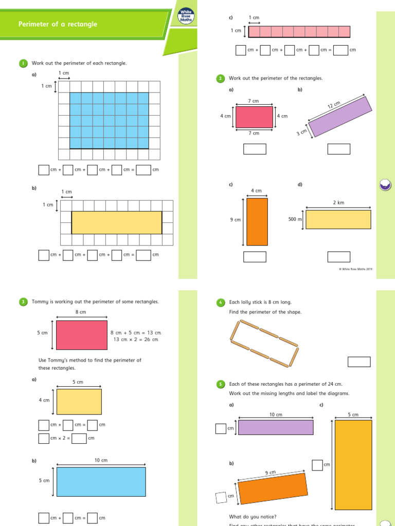 Calculate Rectangle Perimeters | PDF | Elementary Geometry | Euclidean ...
