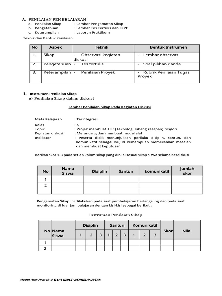 Contoh Rubrik P5 | PDF