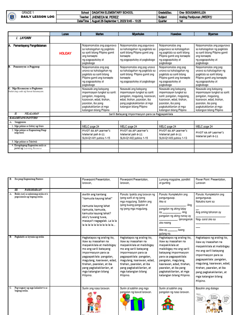 Ap1 DLL Q1 Week 1 | PDF
