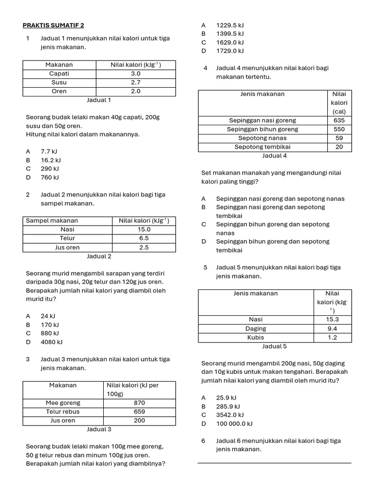 Praktis Sumatif T5 Bab 2 | PDF