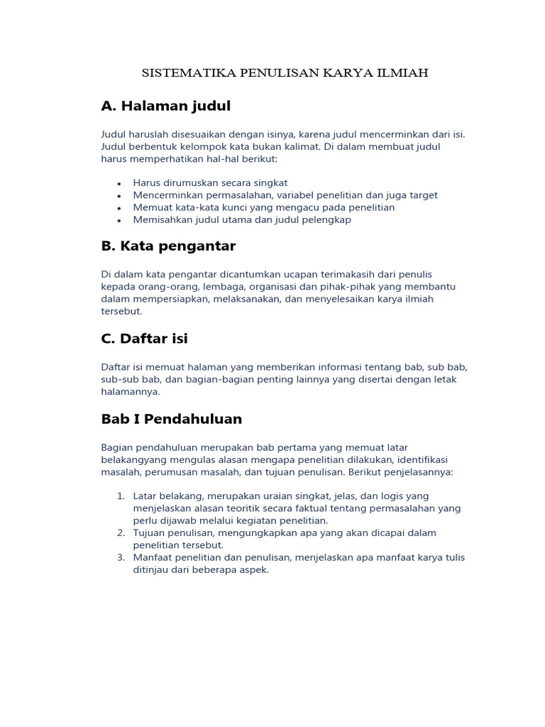 Sistematika Penulisan Karya Ilmiah | PDF | Karier & Perkembangan