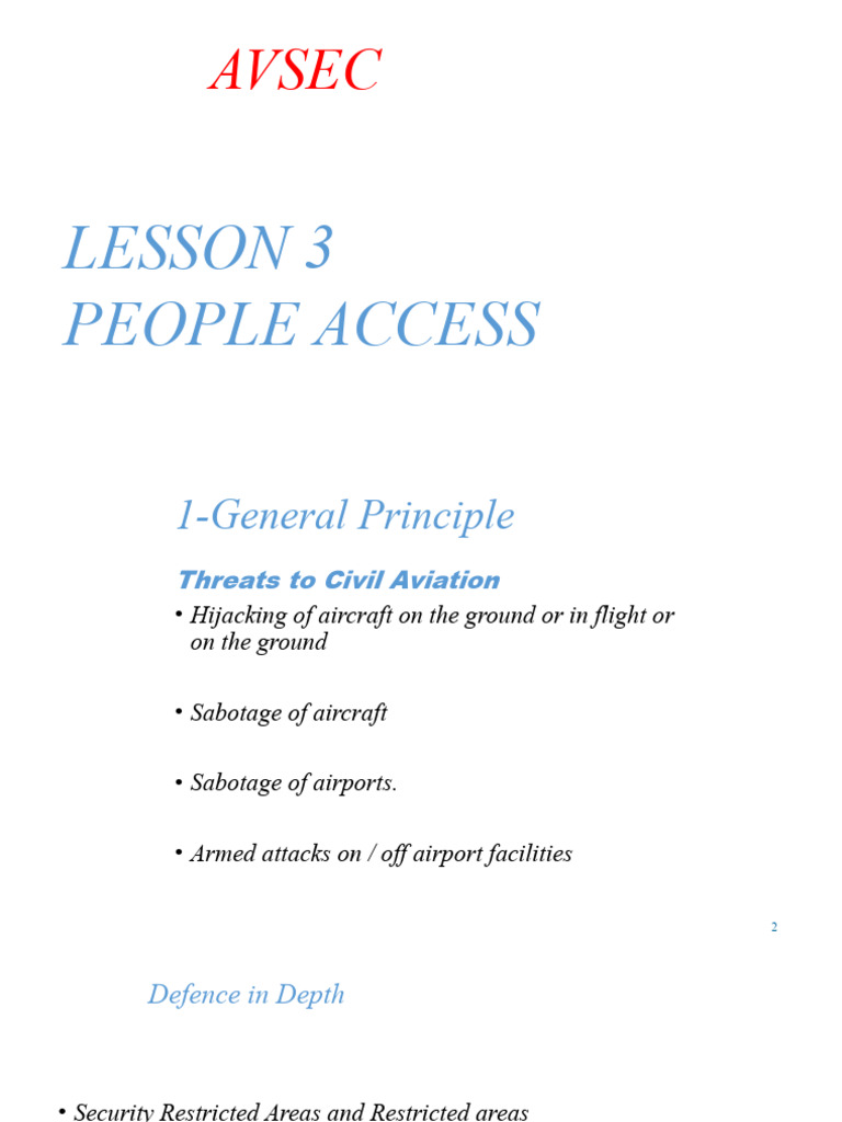 Avsec Lesson 3 | PDF | Airport | Access Control