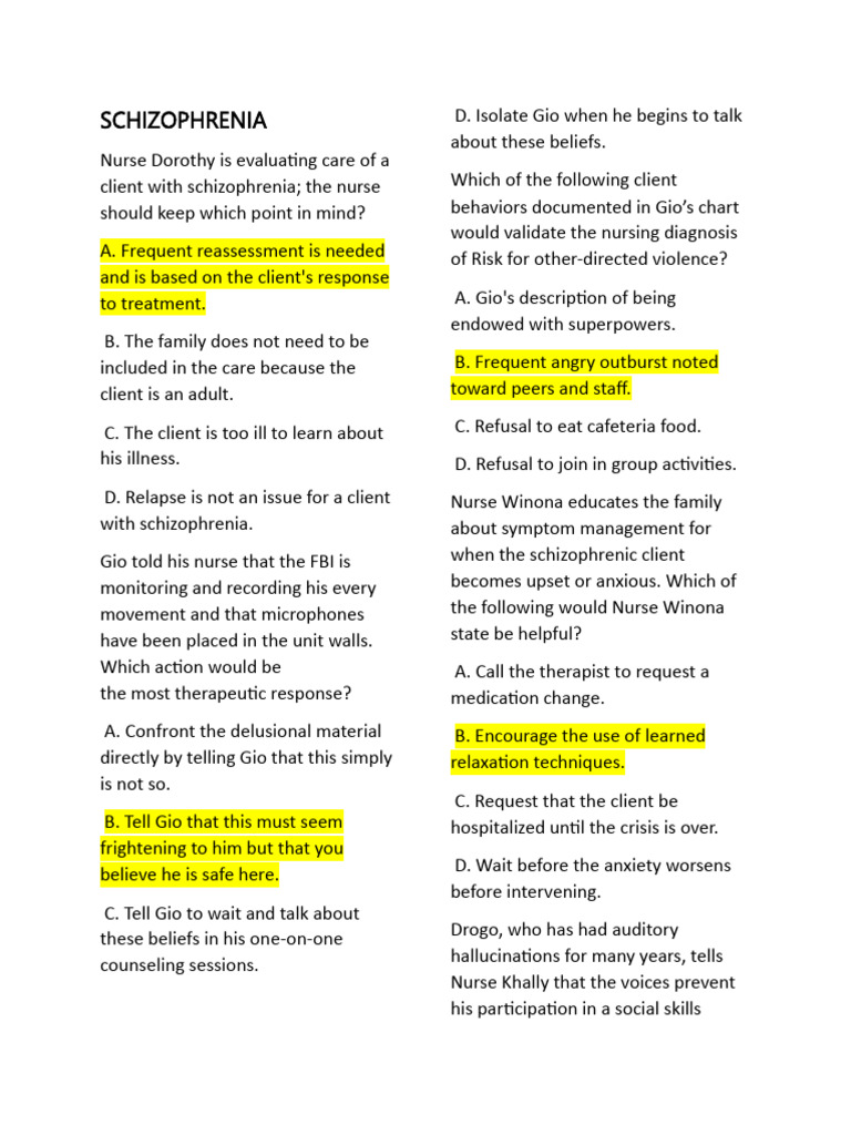 Psych Practice Test | PDF | Schizophrenia | Mental Disorder