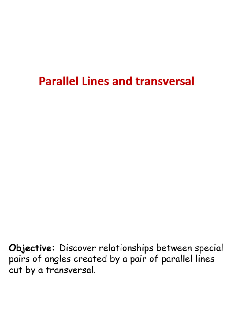 Parallel Lines and Transversals | PDF | Line (Geometry) | Analytic Geometry
