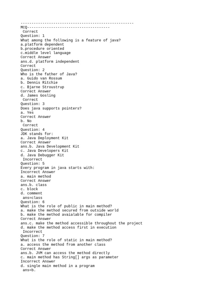 Java Mcq1 | PDF | C (Programming Language) | Java (Programming Language) Java Mcq1 | PDF | C (Programming Language) | Java (Programming Language)