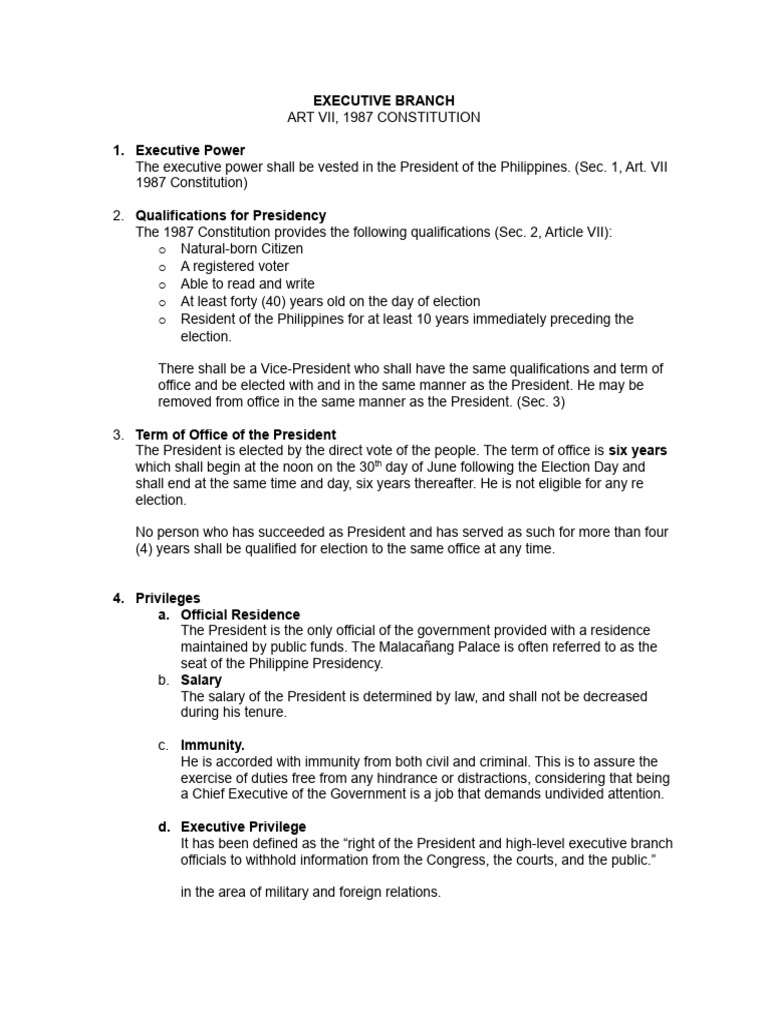 Executive Branch Pdf Presidents Of The United States American