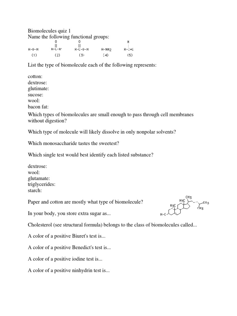 Biomolecules Quiz Overview | PDF | Biomolecules | Carbohydrates