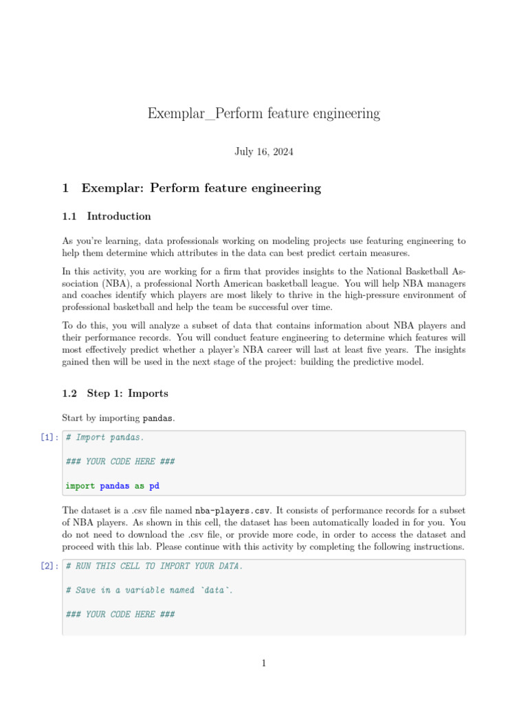 Exemplar - Perform Feature Engineering | PDF | Comma Separated Values | Dependent And ...