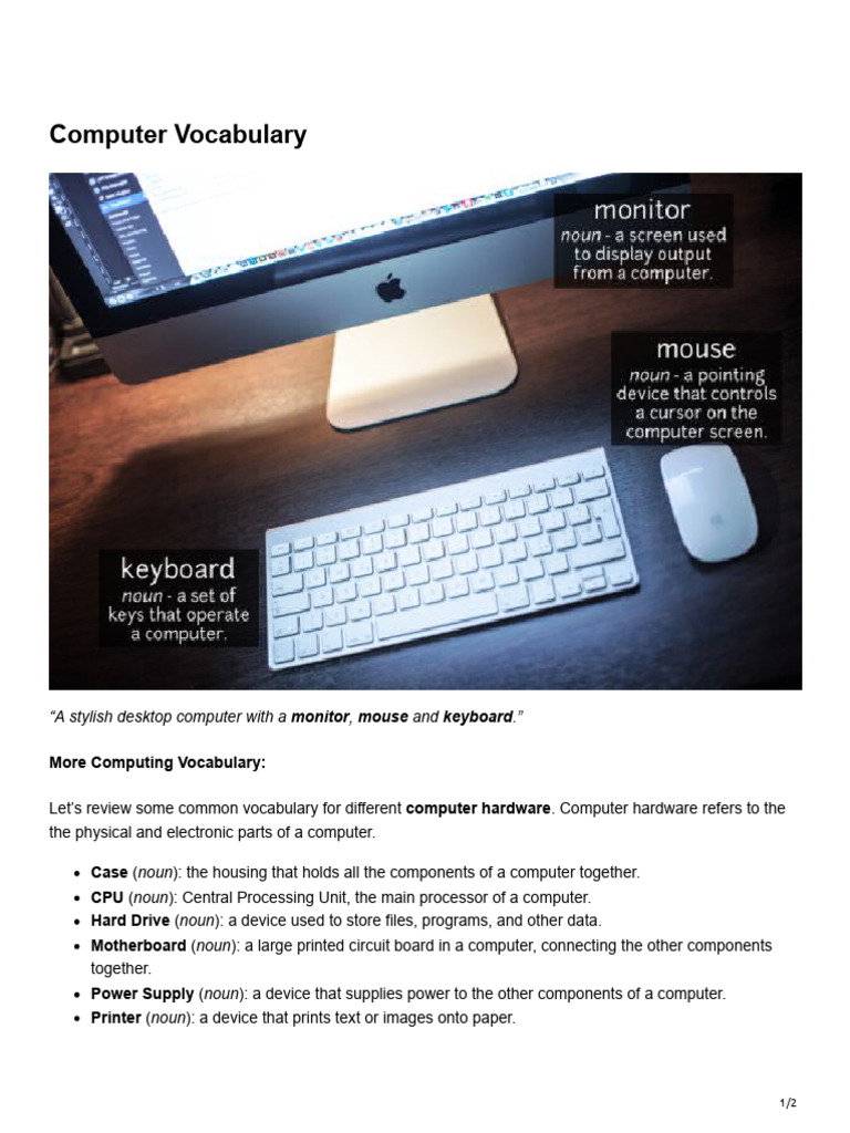 Computer Science Vocabulary - Part 0 | PDF | Computer Hardware | Random Access Memory